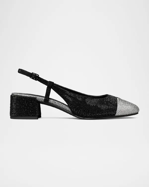 Tory Burch Bicolor Pave Cap-toe Slingback Pumps
