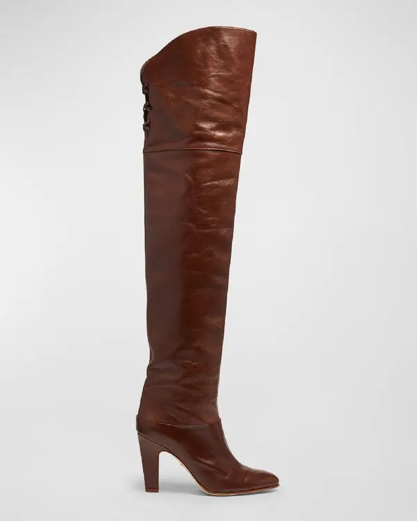 Chloé Eve Over-the-knee Leather Boots - Sooty Brown