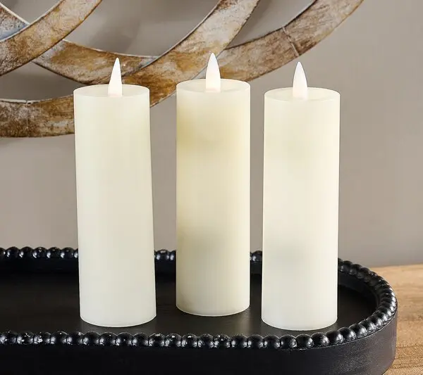 VALERIE PARR HILL As Is Set Of 3 2x6 Candle Light Wax Candles W/remote
