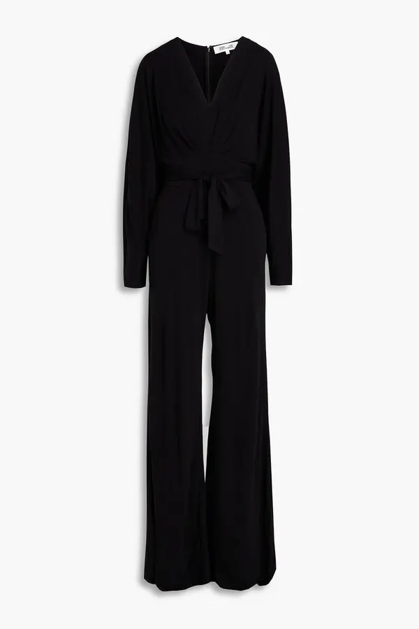 Diane Von Furstenberg Fanny Lyocell And Wool-blend Jersey Wide-leg Jumpsuit