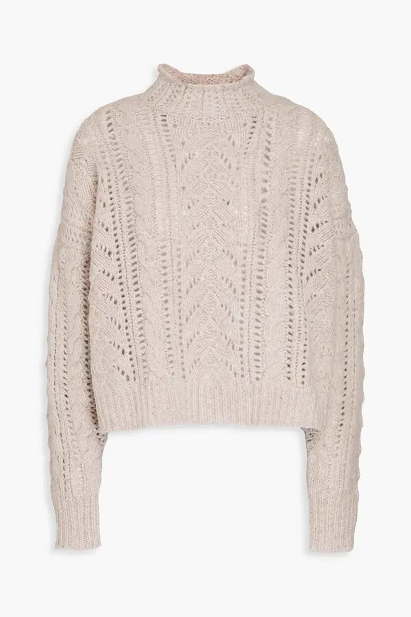 Autumn Cashmere Pointelle-knit Turtleneck Sweater - Beige
