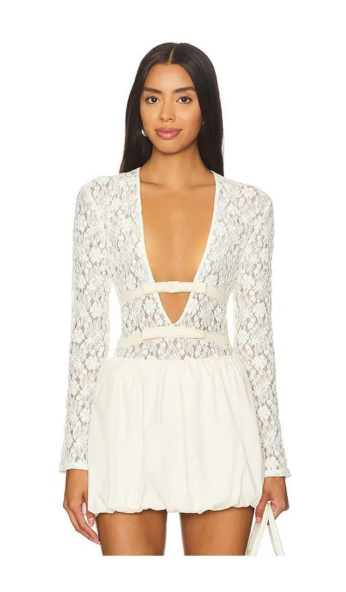 YUHAN WANG Ribbon Tied Lace Top