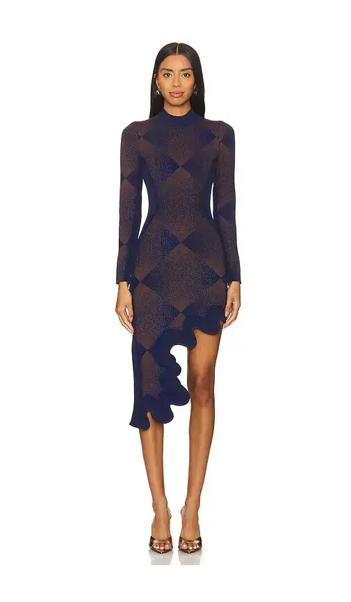 Ph5 Dobby Long Sleeve Wavy Plaid Dress In Electric Blue - 30% Off |  Editorialist