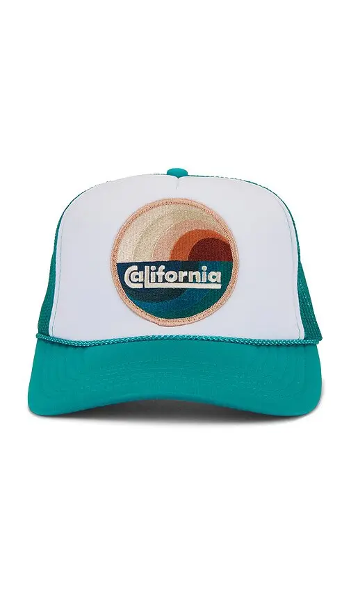 FRIDAY FEELIN California Waves Trucker Hat - Jade Split