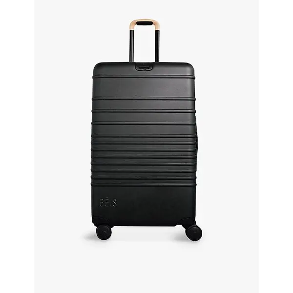 BEIS The Large Check-in Roller Four-wheel Shell Suitcase 79.5cm X 50cm - In Black / Beige Handle