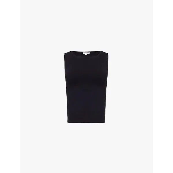 REFORMATION Cotton Blend Boatneck Top - Black