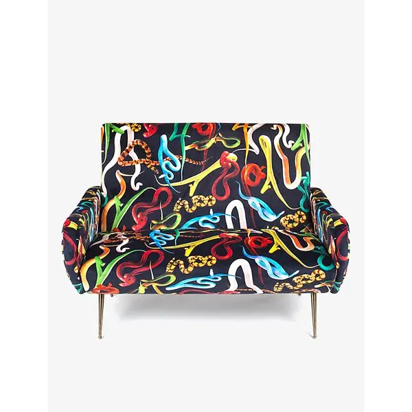 SELETTI Toiletpaper Snake-print Two-seater Woven Sofa 122cm