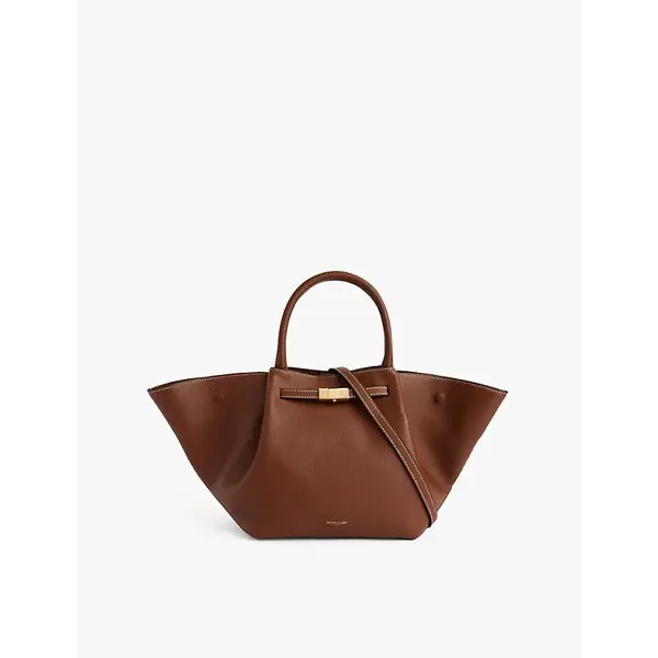 DEMELLIER New York Midi Tote Bag - Tan W/ecru Stitching