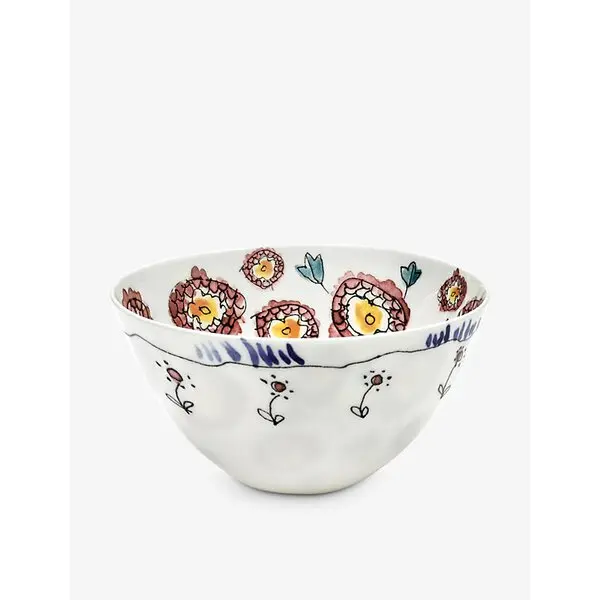 Marni Serax X Anemone Milk Floral-motif Bone-china Serving Bowl 12cm Set Of Two