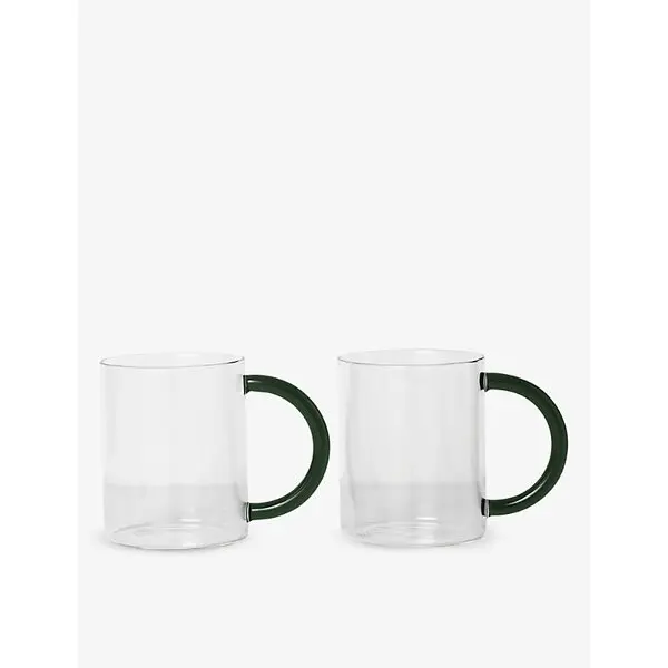 FERM LIVING Still Contrast-colour Handled Glass Mugs Set Of Two