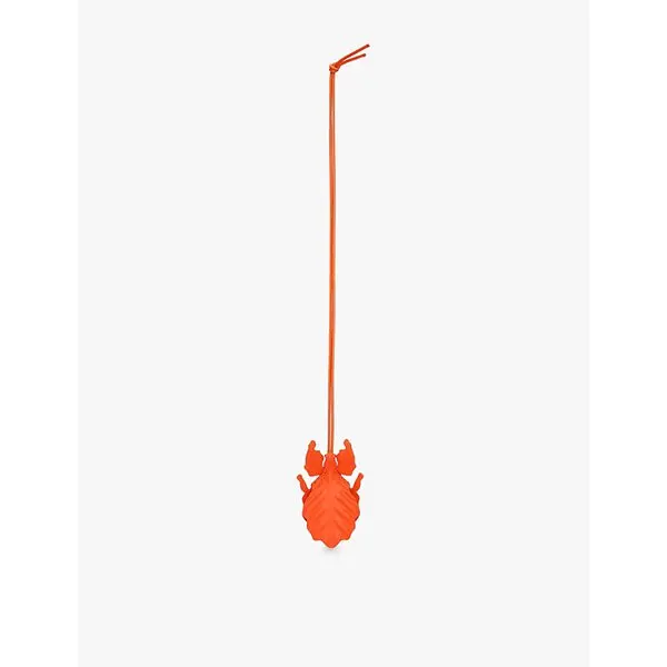 Loewe Leaf Insect Leather Keyfob Charm - Vivid Orange