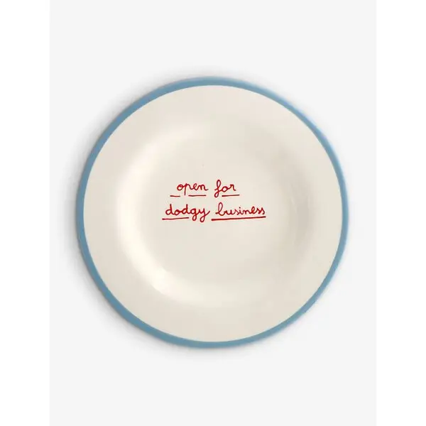 LAETITIA ROUGET Open For Dodgy Business Hand-painted Stoneware Dessert Plate 20cm