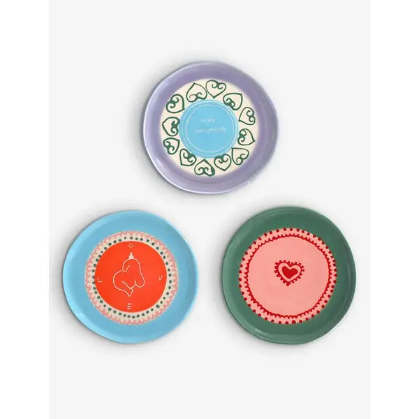 LAETITIA ROUGET Nos Amours Stoneware Jewellery Plates Set Of Three