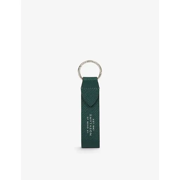 Smythson Foiled-logo Leather Keyring - Green