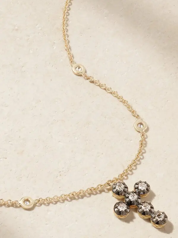 Jacquie Aiche Sophia Rhodium-plated 14-karat Diamond Necklace - Gold