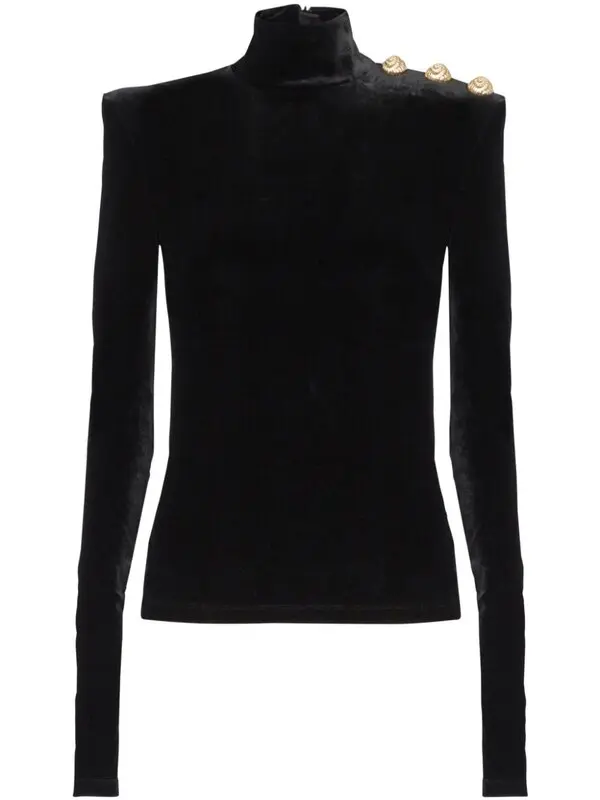 Balmain Long-sleeve Velvet Top