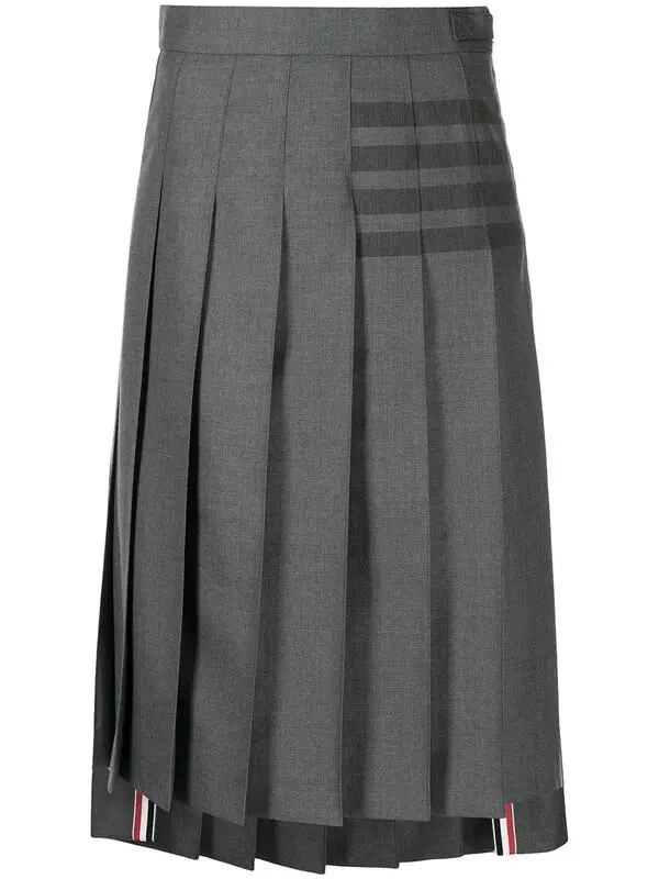 Thom Browne 4-bar Stripe Pleated Skirt - Grey