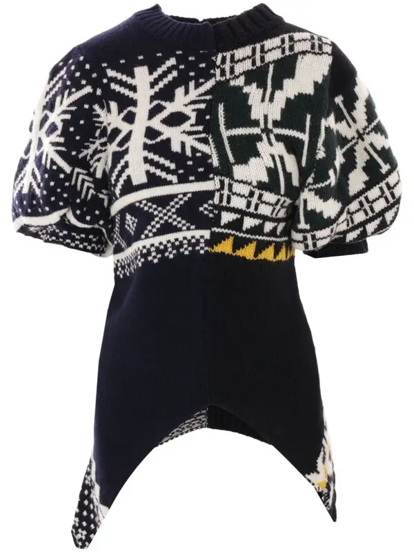 Sacai Patchwork Knit Sweater - Black