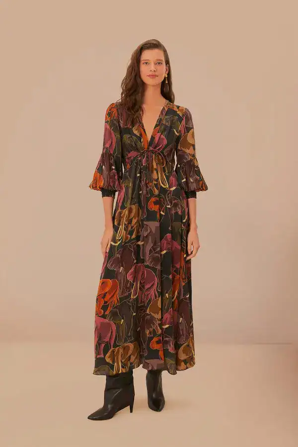 Farm Rio Elephant Print Maxi Dress In Elephants Green - 30% Off |  Editorialist