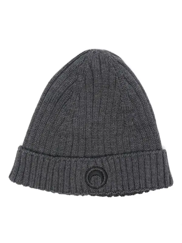 MARINE SERRE Moon Logo Knit Beanie - Grey