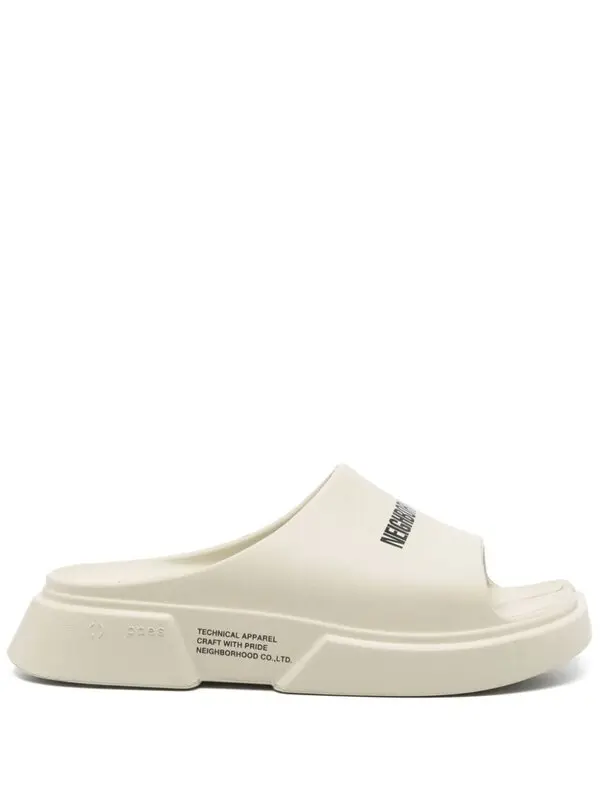 NEIGHBORHOOD X Paes Logo-print Slides - Grey
