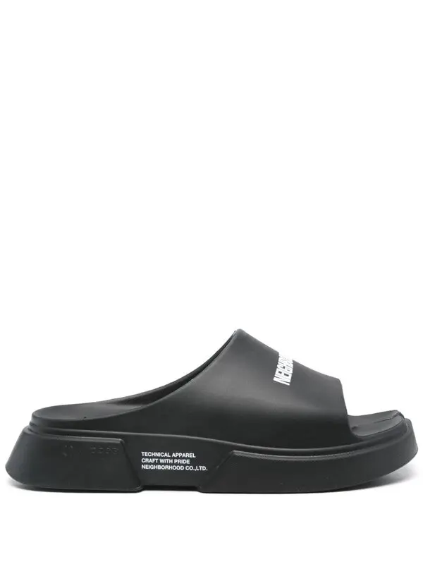 NEIGHBORHOOD X Paes Logo Slides - Black