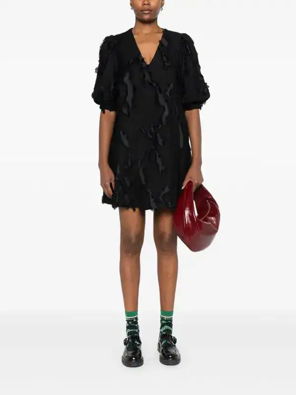Stine Goya Ripped Detail Mini Dress In Black - 52% Off