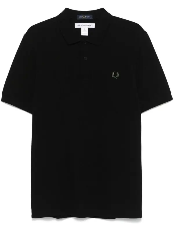Comme Des Garçons X Fred Perry Slogan-print Polo Shirt - Black