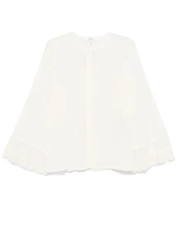 Chloé Crepe-de-chine Collarless Blouse - Neutrals