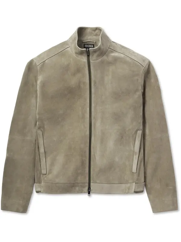 Zegna Suede Biker Jacket - Neutrals