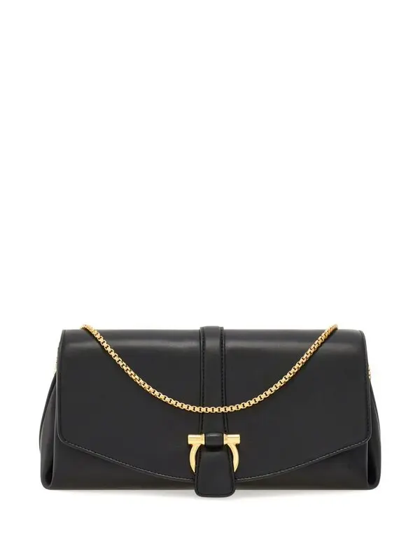 FERRAGAMO Medium Gancini Shoulder Bag - Black