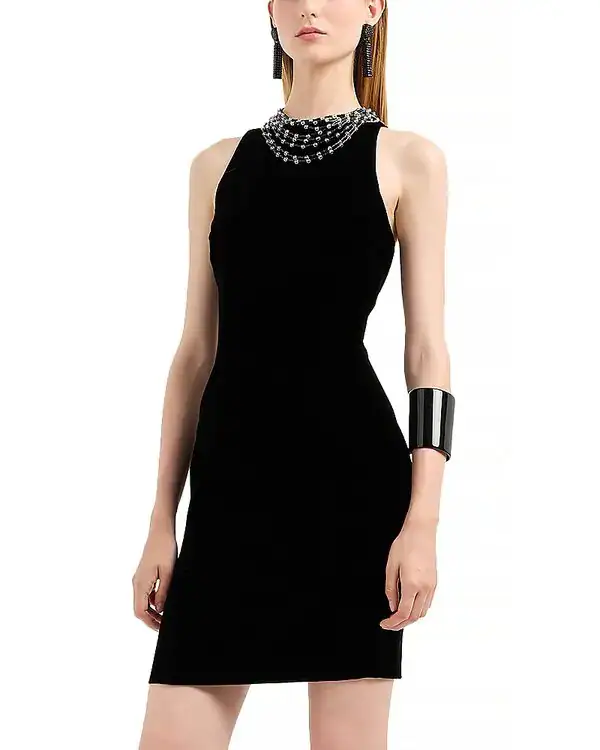 armani black velvet dress Phenomenal Fall 2005 Giorgio Armani Runway Look 88 Black Velvet Bead & –  Shrimpton Couture
