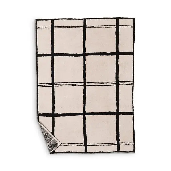 Barefoot Dreams Cozychic Grid Plaid Throw - Stone/black