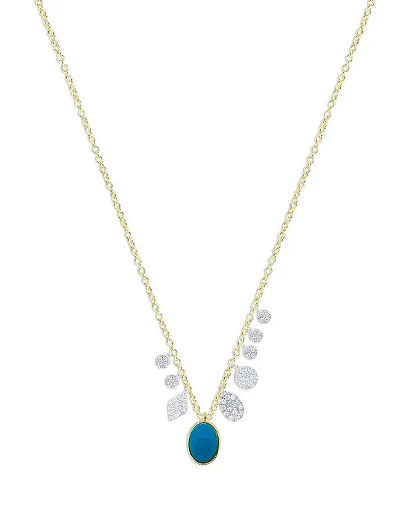 Meira T 14k Gold Turquoise And Diamond Dangle Pendant Necklace - Blue/two-tone