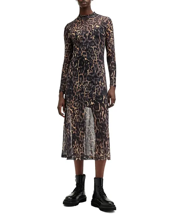 All Saints Hanna Mesh Midi Dress