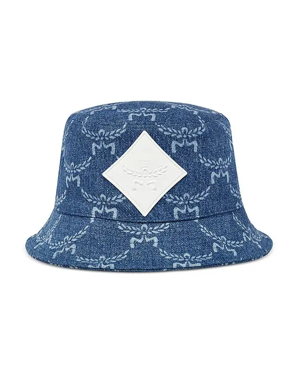 Mcm Lauretos Logo Denim Bucket Hat - Indigo