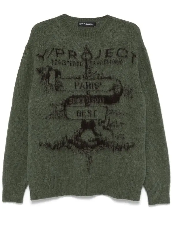 Y/Project Knitted Intarsia Sweater In Green - 63% Off | Editorialist