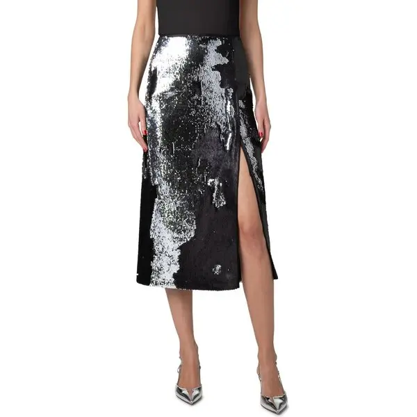 Akris Sequin Embellished Midi Skirt - Black