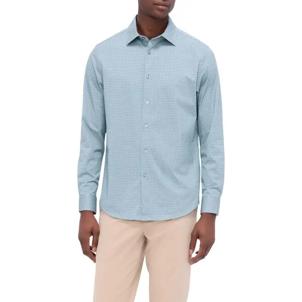 Bugatchi Jimmy Ooohcotton® Geo Print Button-up Shirt - Sage