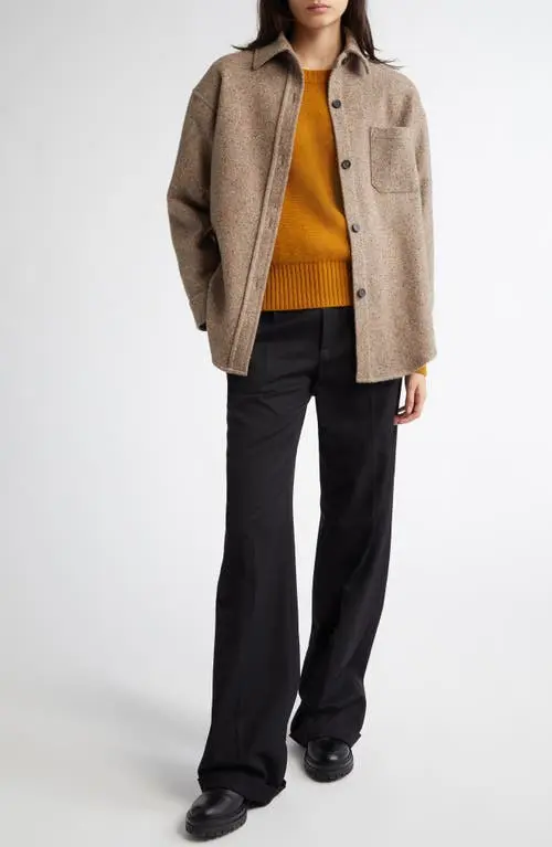 Johnstons Of Elgin Oversize Cashmere & Wool Shirt - Ochre / Ash Herringbone