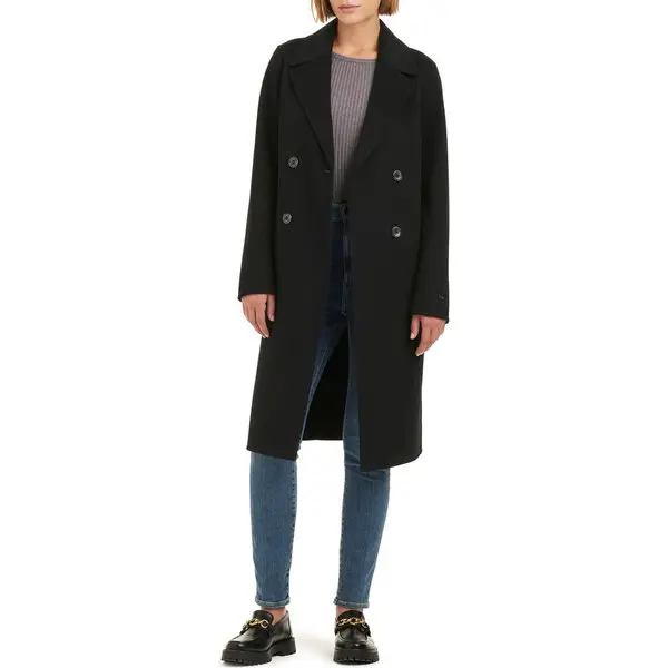 Vince Camuto Kyle Relaxed Fit Double Face Wool Blend Coat - Black