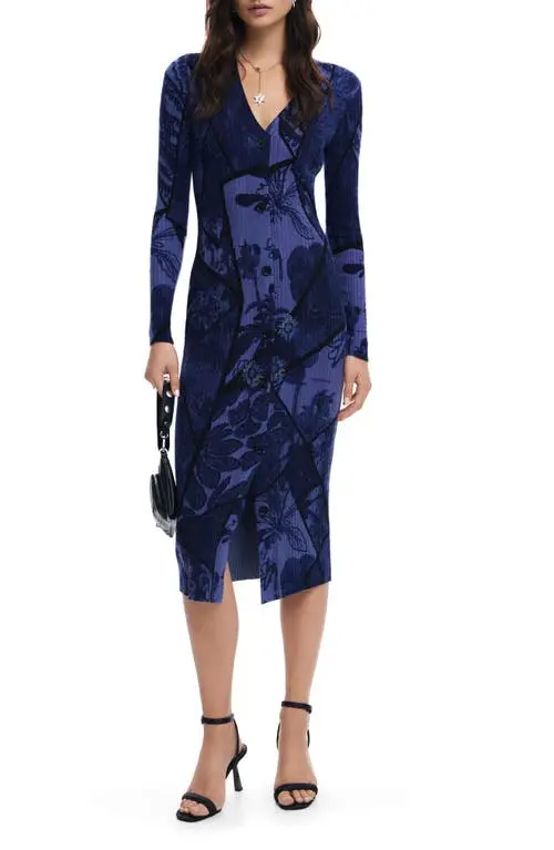 Desigual Floral Printed Long Sleeve Dress