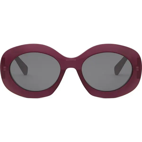 Celine Triomphe 54mm Round Sunglasses - Shiny Bordeaux / Smoke