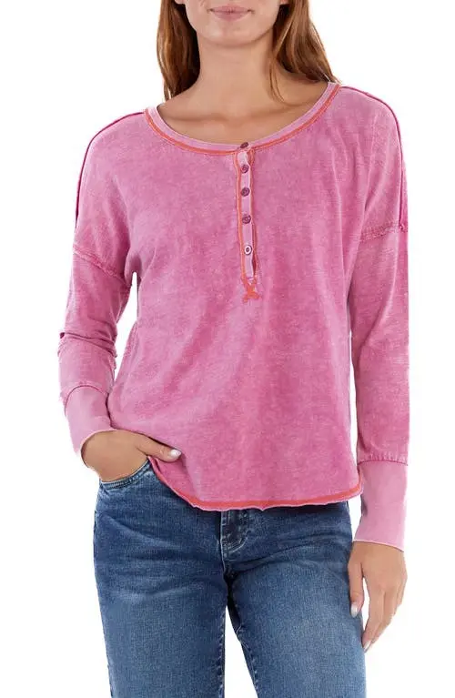 BILLY T Parker Cotton Henley - Sizzle Pink