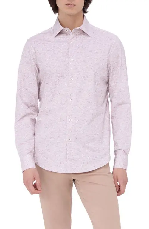 Bugatchi James Ooohcotton® Heathered Button-up Shirt - Ruby
