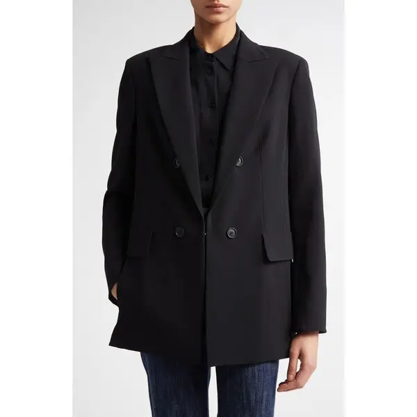 Akris Lucia Double-breasted Wool-blend Blazer - 009 Black