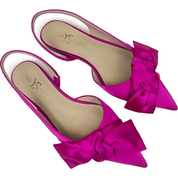 Yosi Samra Violet Pointed Toe Slingback Flat - Fuchsia