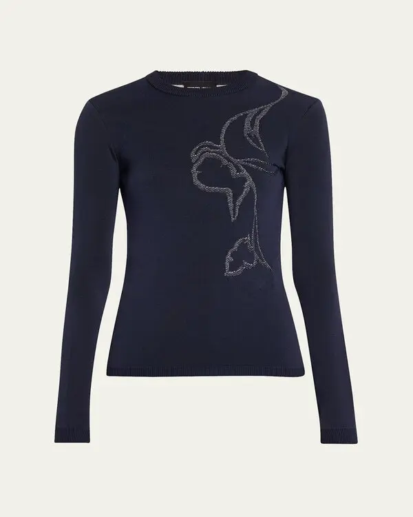 Giorgio Armani Embroidered Viscose Knit Top