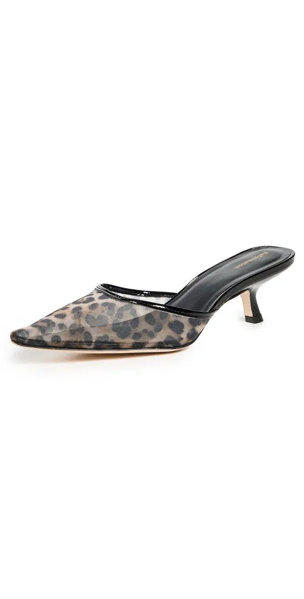 REFORMATION Wilda Kitten Mules - Leopard Mesh