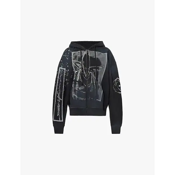 Marc Jacobs X Futura Graphic-Print Zip-Up Cotton-Jersey Hoody